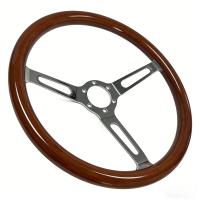 China 16 inch Wood Steering Wheels For Vintage Car Wooden Rims Chrome Spokes for sale