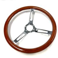China 16 inch Wood Steering Wheels For Vintage Car Wooden Rims Chrome Spokes for sale