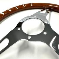 China 16 inch Wood Steering Wheels For Vintage Car Wooden Rims Chrome Spokes for sale