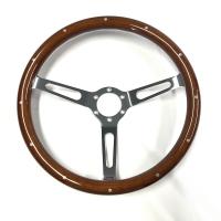 China Riveted Mahogany Wood Steering Wheel 15 Inch For Automotive Restoration for sale