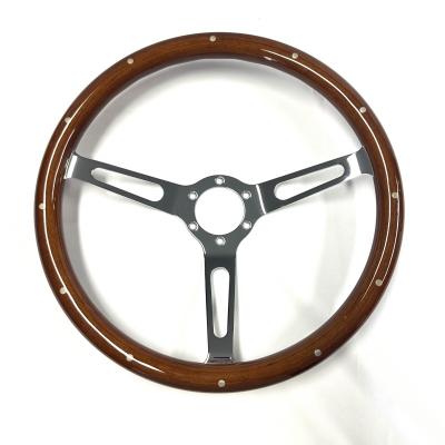 China Riveted Mahogany Wood Steering Wheel 15 Inch For Automotive Restoration for sale