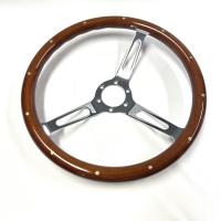 China Riveted Mahogany Wood Steering Wheel 15 Inch For Automotive Restoration for sale