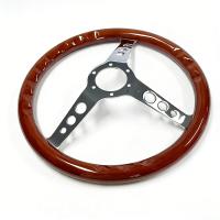 China Custom Walnut Wood Steering Wheels 350MM 3 Chrome Spokes Fade Resistant for sale