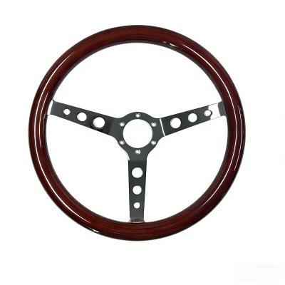 China Ergonomic Wood Steering Wheels Brown Mahogany 380MM for sale