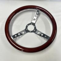 China Ergonomic Wood Steering Wheels Brown Mahogany 380MM for sale