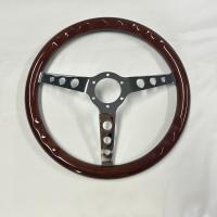 China Ergonomic Wood Steering Wheels Brown Mahogany 380MM for sale