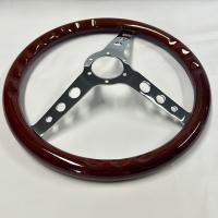 China Ergonomic Wood Steering Wheels Brown Mahogany 380MM for sale