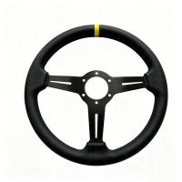 China DELUXON 350mm Diameter Racing Steering Wheel with 33mm Dish and Black Leather Cover for sale