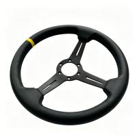 China DELUXON 350mm Diameter Racing Steering Wheel with 33mm Dish and Black Leather Cover for sale