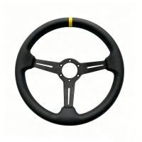 China DELUXON 350mm Diameter Racing Steering Wheel with 33mm Dish and Black Leather Cover for sale