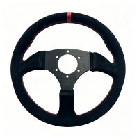 China DELUXON 350mm Deep Dish 65mm Racing Steering Wheel 6 Bolt Universal Suede Performance Wheel for sale