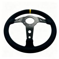 China DELUXON 14Inch Racing Steering Wheel Suede 350mm Wheels Aluminum Frame PCD 6x70mm Deep 70mm Car/Game Universal for sale