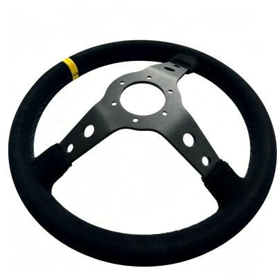China DELUXON 14Inch Racing Steering Wheel Suede 350mm Wheels Aluminum Frame PCD 6x70mm Deep 70mm Car/Game Universal for sale