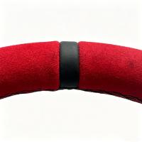 China DELUXON Universal Red  Suede Racing Steering Wheels 350mm/70 MM Dish 6 Bolt With Black Stitching Black Spoke  for sale