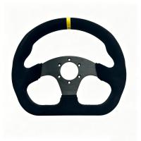 China Left Hand Drift Race Car Steering Wheel 320mm Black Suede Spoke OEM for sale