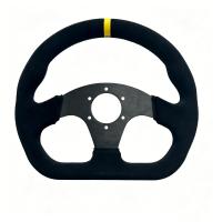 China Left Hand Drift Race Car Steering Wheel 320mm Black Suede Spoke OEM for sale