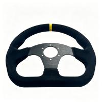 China Left Hand Drift Race Car Steering Wheel 320mm Black Suede Spoke OEM for sale