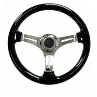 China DELUXON 350mm Universal Racing Steering Wheels 3 Spoke Black Red Purple ABS Chrome for sale