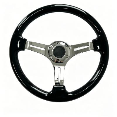 China DELUXON 350mm Universal Racing Steering Wheels 3 Spoke Black Red Purple ABS Chrome for sale