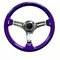 China DELUXON 350mm Universal Racing Steering Wheels 3 Spoke Black Red Purple ABS Chrome for sale