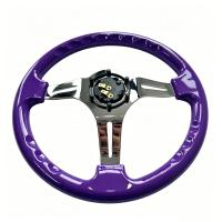 China DELUXON 350mm Universal Racing Steering Wheels 3 Spoke Black Red Purple ABS Chrome for sale
