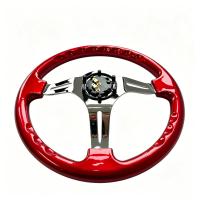 China DELUXON 350mm Universal Racing Steering Wheels 3 Spoke Black Red Purple ABS Chrome for sale