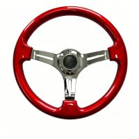 China DELUXON 350mm Universal Racing Steering Wheels 3 Spoke Black Red Purple ABS Chrome for sale
