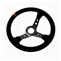 China Carbon Fiber Drift Steering Wheel Universal Black Suede With Red Stitching for sale