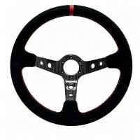 China Carbon Fiber Drift Steering Wheel Universal Black Suede With Red Stitching for sale