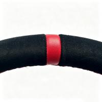 China Carbon Fiber Drift Steering Wheel Universal Black Suede With Red Stitching for sale