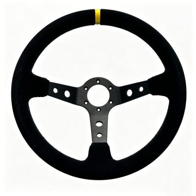 China 90 MM Dish Suede Steering Wheels For Rally And Drifting With High-strength 6061 Aluminum Spokes for sale