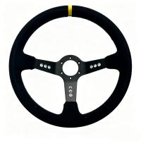 China Custom Racing Rally Steering Wheel 90mm Deep Dish 350mm Black Suede 6061 Aluminum for sale