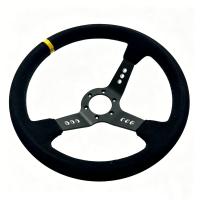 China Custom Racing Rally Steering Wheel 90mm Deep Dish 350mm Black Suede 6061 Aluminum for sale