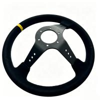 China Custom Racing Rally Steering Wheel 90mm Deep Dish 350mm Black Suede 6061 Aluminum for sale