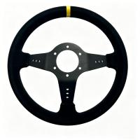 China Custom Racing Rally Steering Wheel 90mm Deep Dish 350mm Black Suede 6061 Aluminum for sale