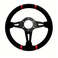 China Motorsport Billet Racing Steering Wheels Suede Wrapped 90MM Dish 14 Inch for sale