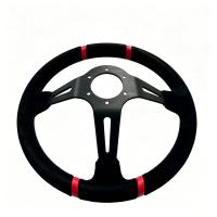 China Motorsport Billet Racing Steering Wheels Suede Wrapped 90MM Dish 14 Inch for sale