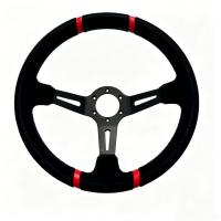 China Motorsport Billet Racing Steering Wheels Suede Wrapped 90MM Dish 14 Inch for sale