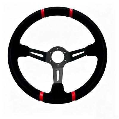 China Motorsport Billet Racing Steering Wheels Suede Wrapped 90MM Dish 14 Inch for sale