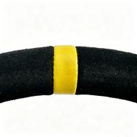 China Three Spoke Deep Dish Carbon Fiber Racing Steering Wheel Black Suede Customized for sale