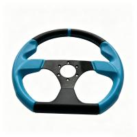 China Blue Black 15 Inch Racing Steering Wheel 3 Spoke Flat Bottom ODM for sale