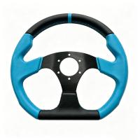 China Blue Black 15 Inch Racing Steering Wheel 3 Spoke Flat Bottom ODM for sale