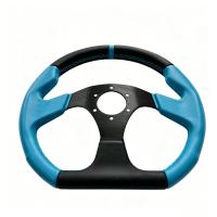 China Blue Black 15 Inch Racing Steering Wheel 3 Spoke Flat Bottom ODM for sale