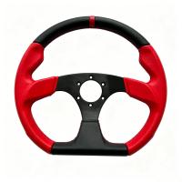 China Flat Red Microfiber Leather Dragster Racing Steering Wheels PC Sim Gaming for sale