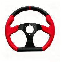 China Flat Red Microfiber Leather Dragster Racing Steering Wheels PC Sim Gaming for sale