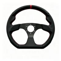 China Universal 320mm D Shaped Flat Rally Car Steering Wheel Black Leather For Drifting Vehicles for sale