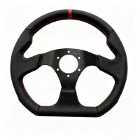 China Universal 320mm D Shaped Flat Rally Car Steering Wheel Black Leather For Drifting Vehicles for sale