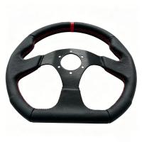 China Universal 320mm D Shaped Flat Rally Car Steering Wheel Black Leather For Drifting Vehicles for sale