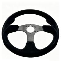 China Lightweight Suede Racing Steering Wheels 6 Hole Black Suede 6061 Aluminum 350mm for sale