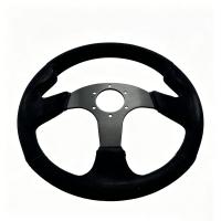 China Lightweight Suede Racing Steering Wheels 6 Hole Black Suede 6061 Aluminum 350mm for sale